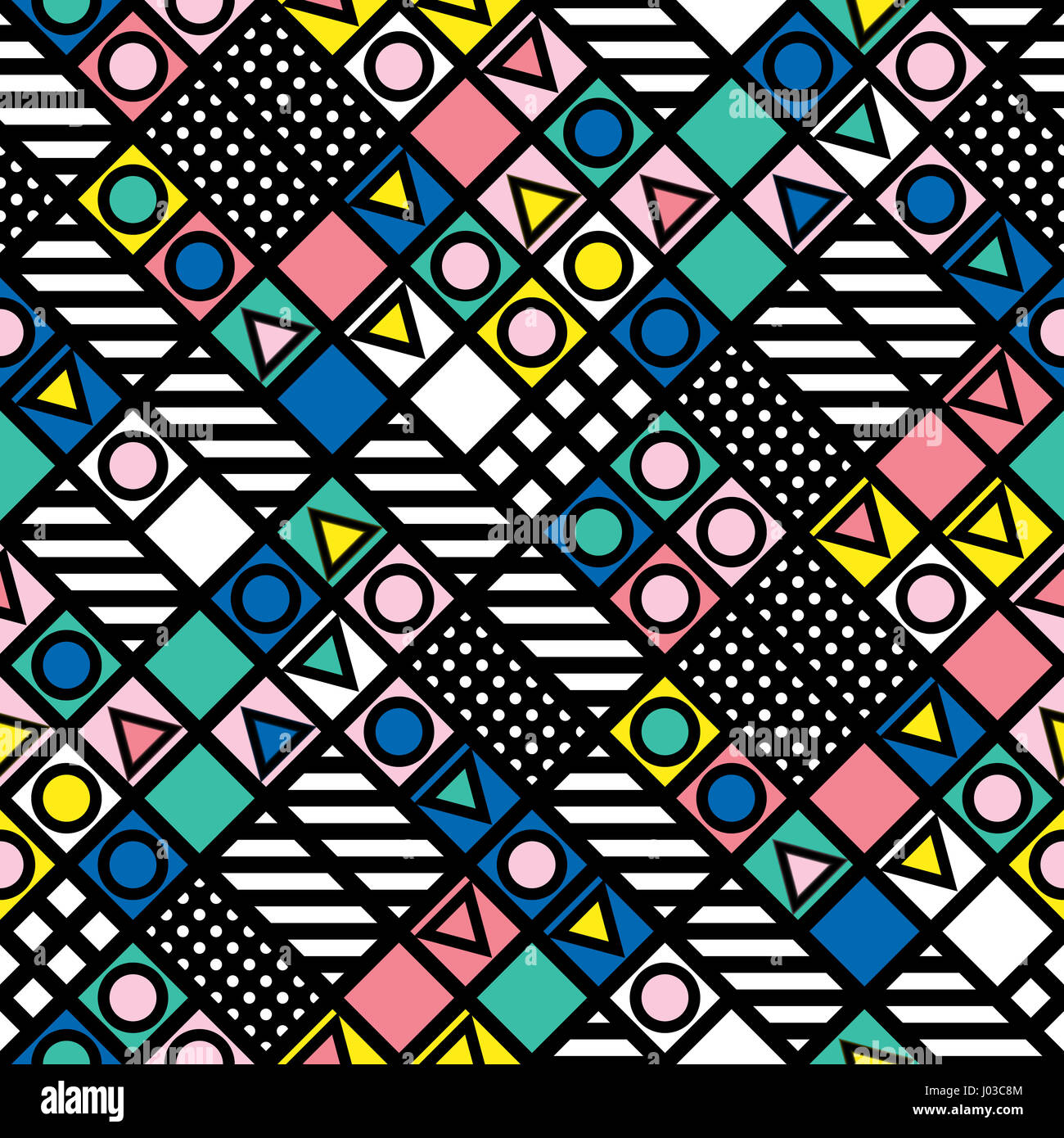 Colorful bold bright seamless pattern. Trendy design in 80-90s style ...