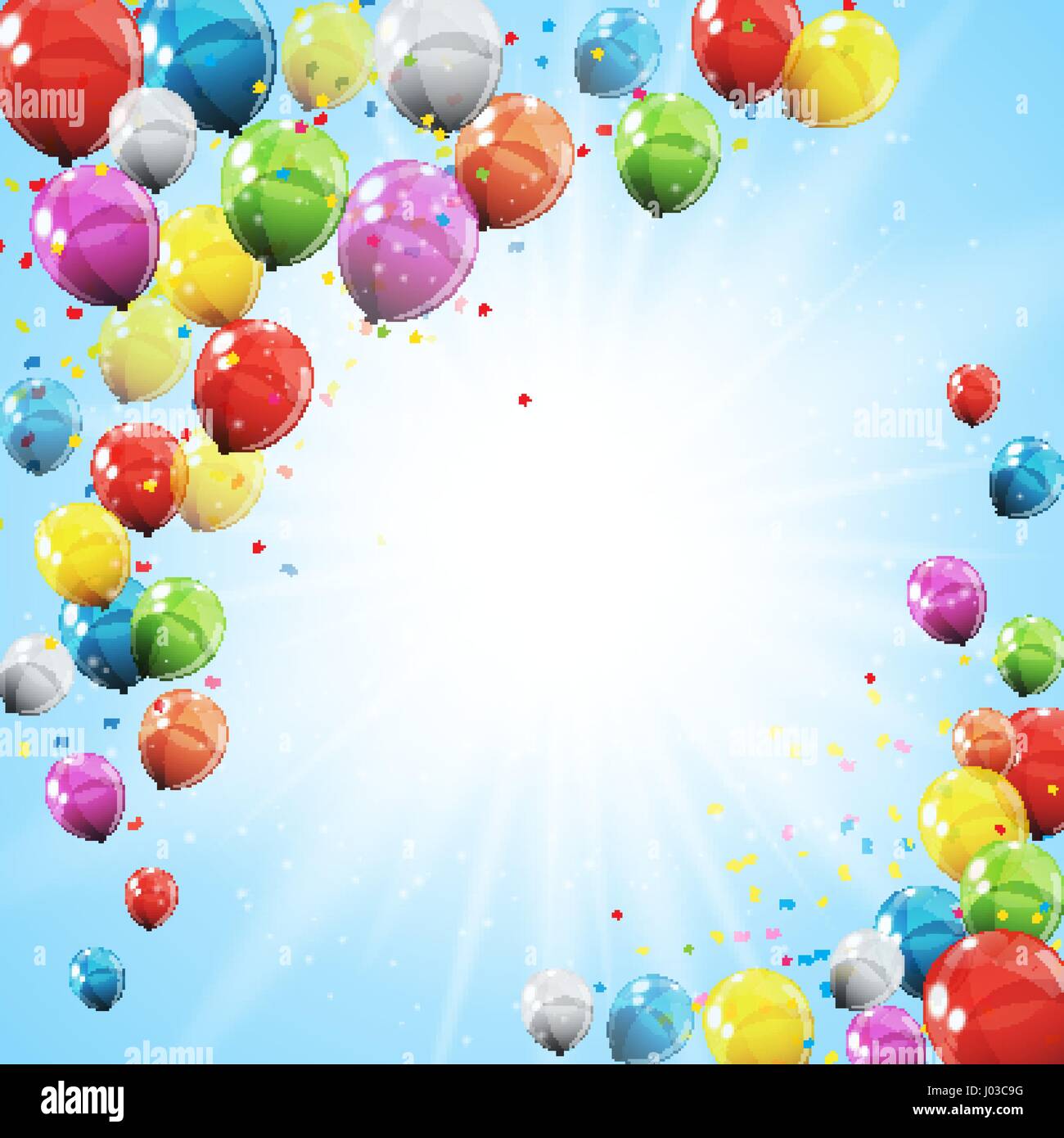 Group Of Colour Glossy Helium Balloons Isolated On Sky Natural B Stock