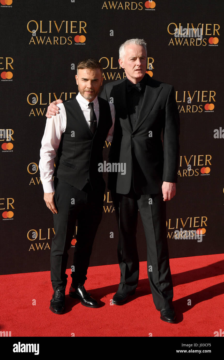 Gary Barlow and Tim Firth attending the Olivier Awards 2017, held at ...