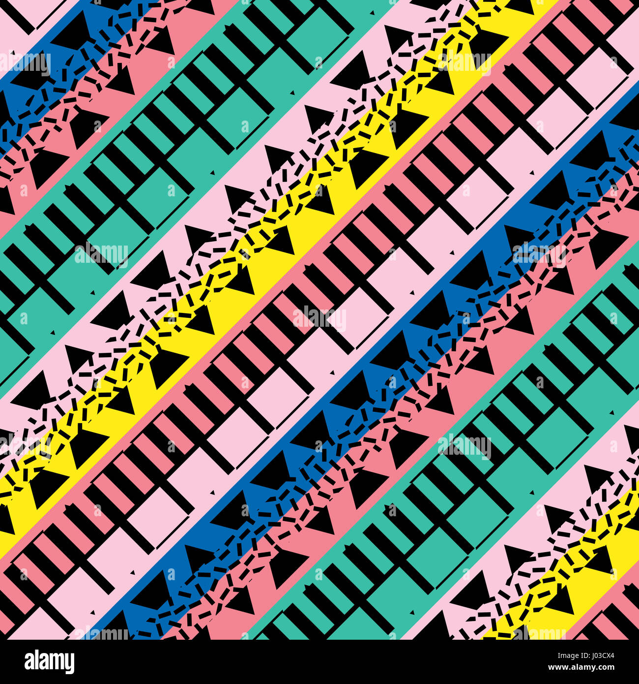 Colorful bold bright seamless pattern. Trendy design in 80-90s style ...