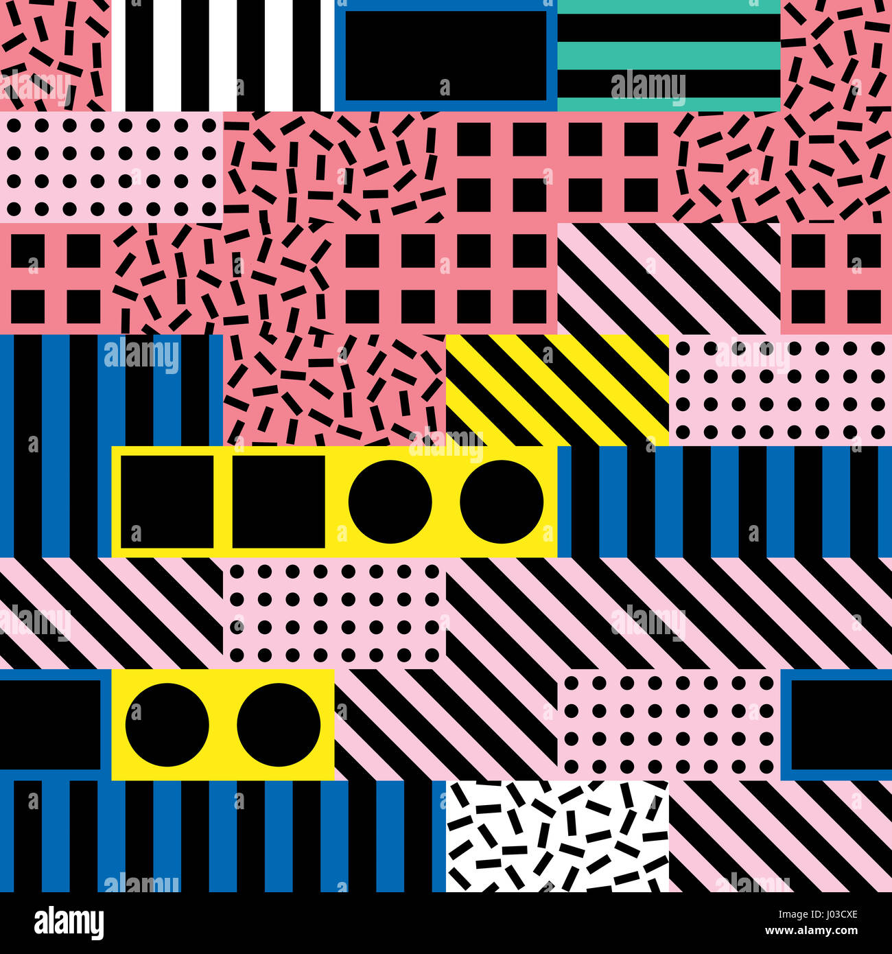 Colorful bold bright seamless pattern. Trendy design in 80-90s style ...