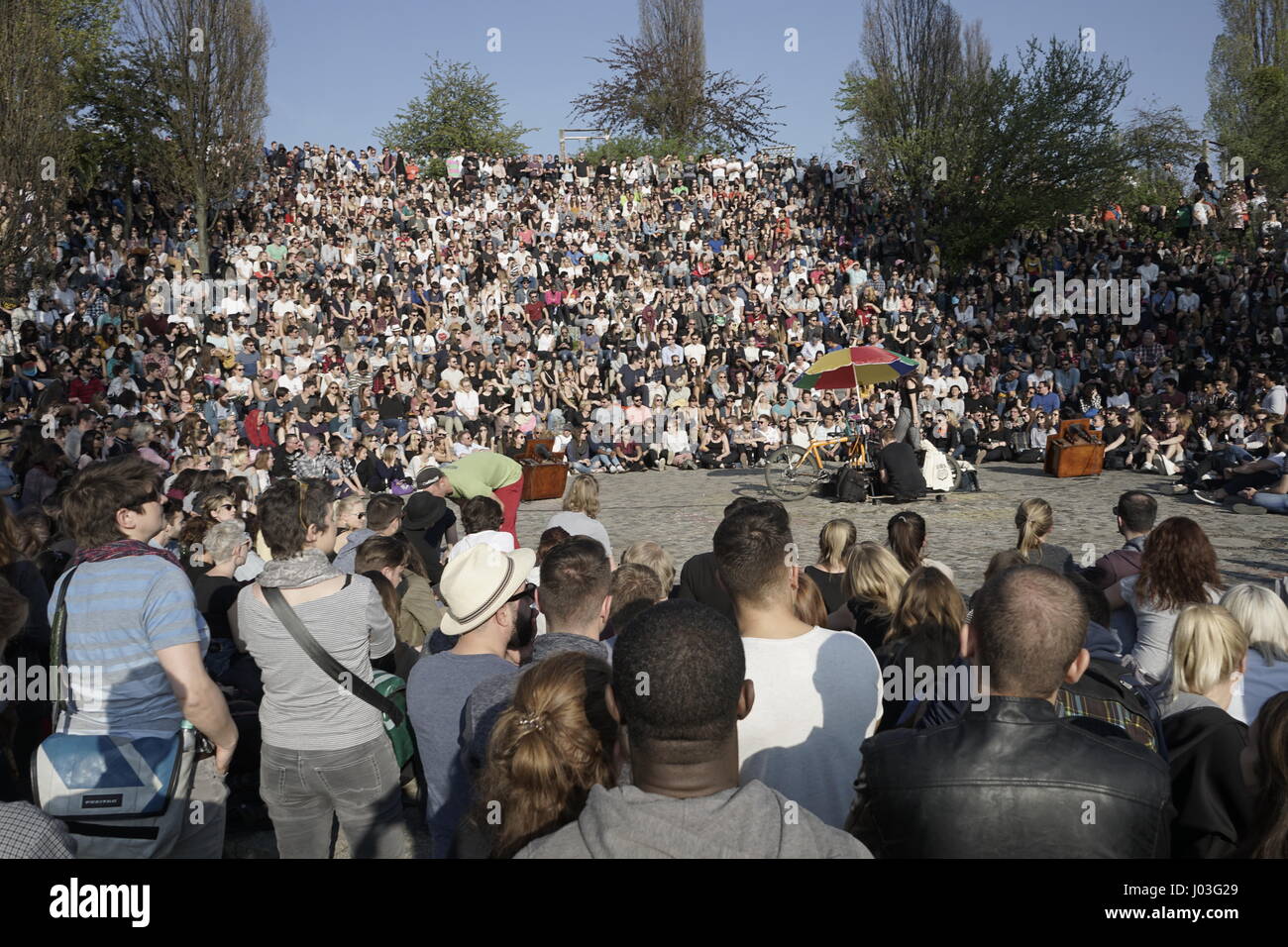 People enjoying the spring wether in Mauer Park - Berlin, Germany, 2017 ...