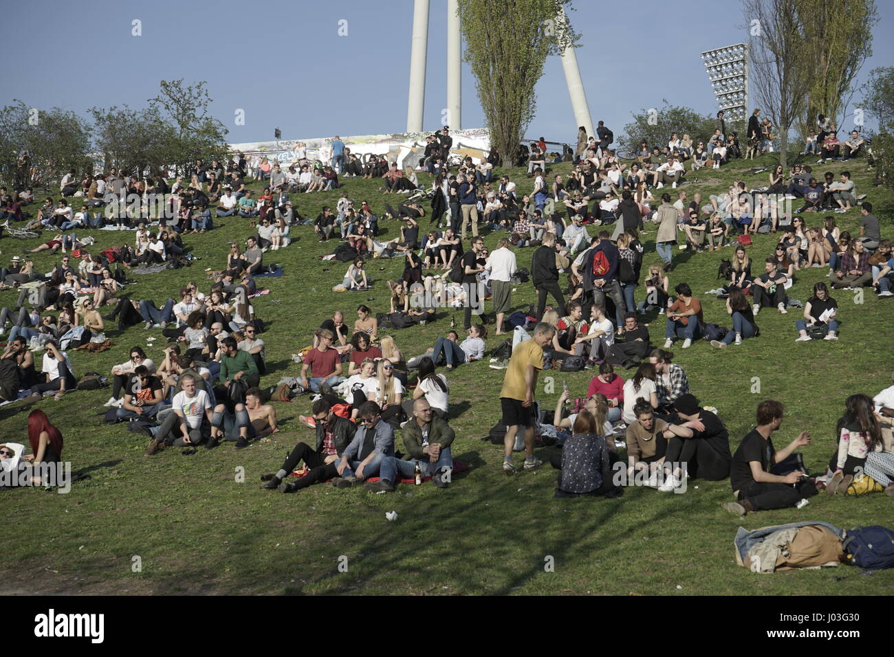 People enjoying the spring wether in Mauer Park - Berlin, Germany, 2017 ...