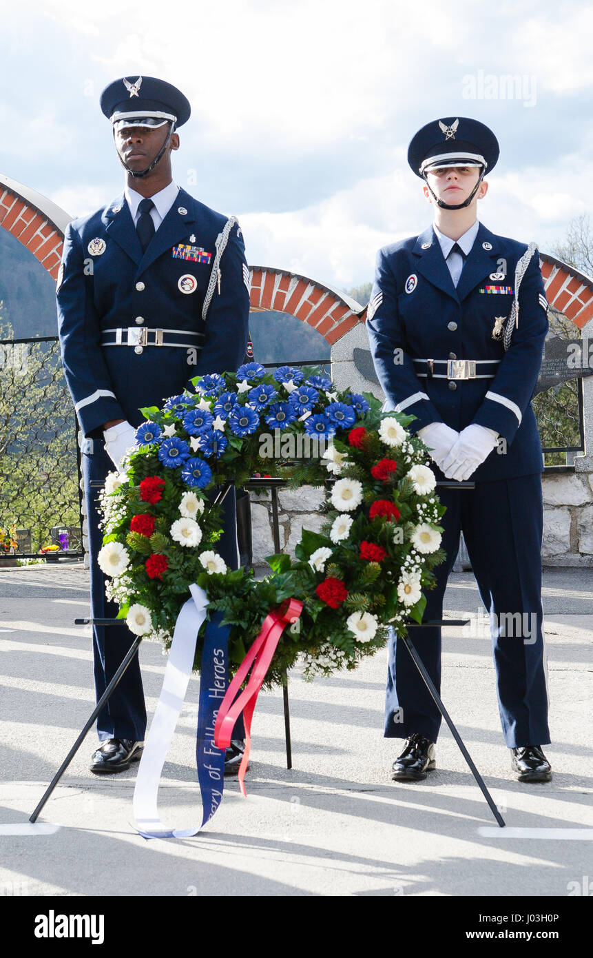 American Honor Guard at the ceremony for the fallen US fighter plane in ...