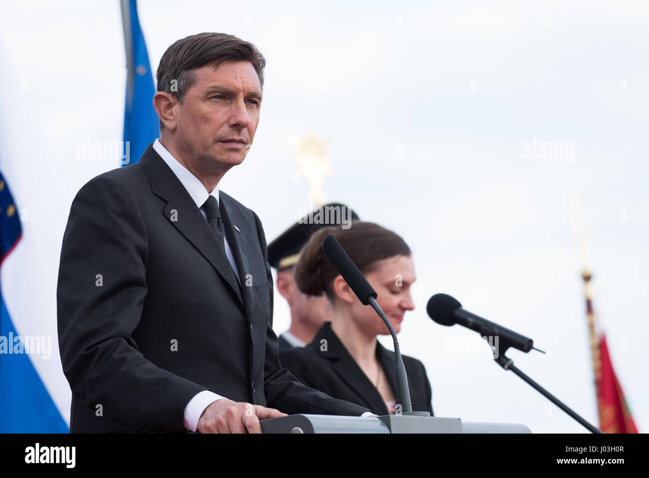 President of the Republic of Slovenia Borut Pahor giving a speach at ...