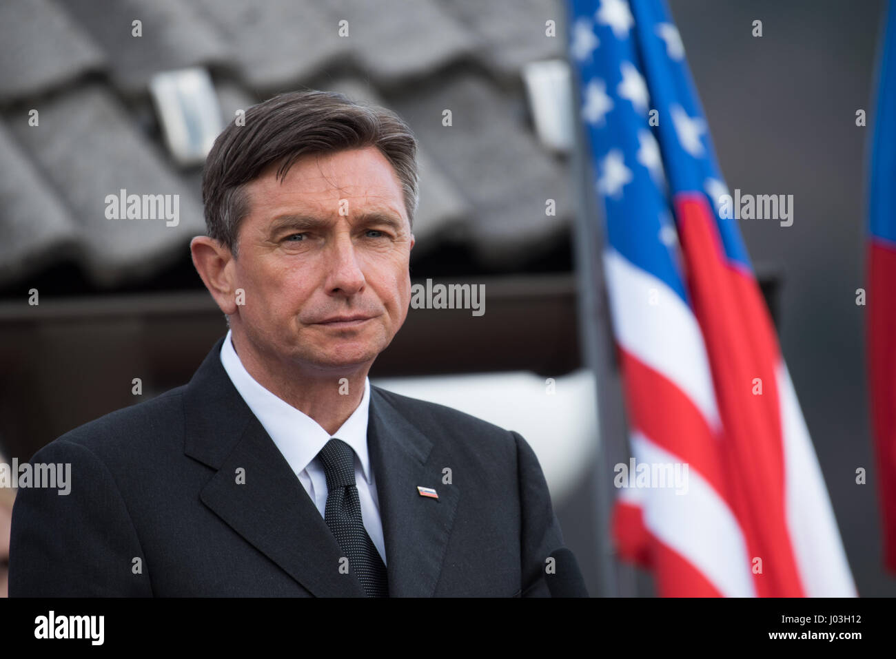 President of the Republic of Slovenia Borut Pahor giving a speach at ...