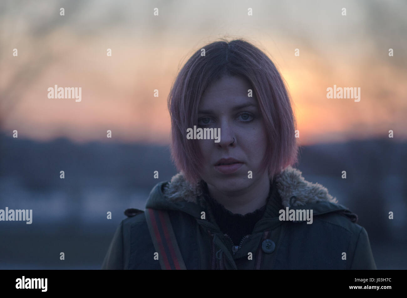 Bright colorful girls hair similar to the color of the sunset Stock ...