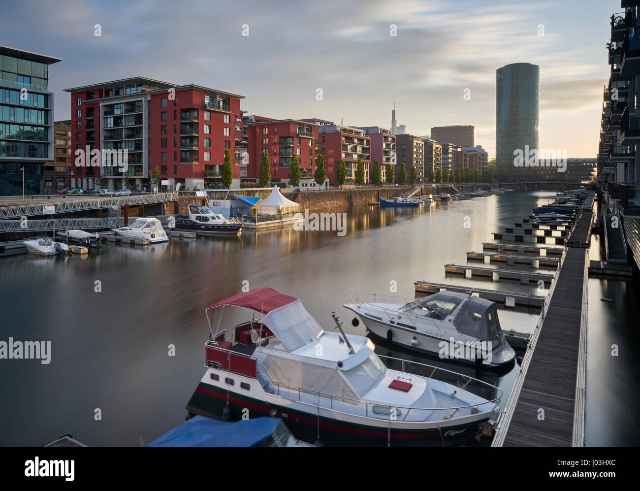 West Port with Westhafen Tower, Frankfurt am Main, Hesse, Germany Stock ...