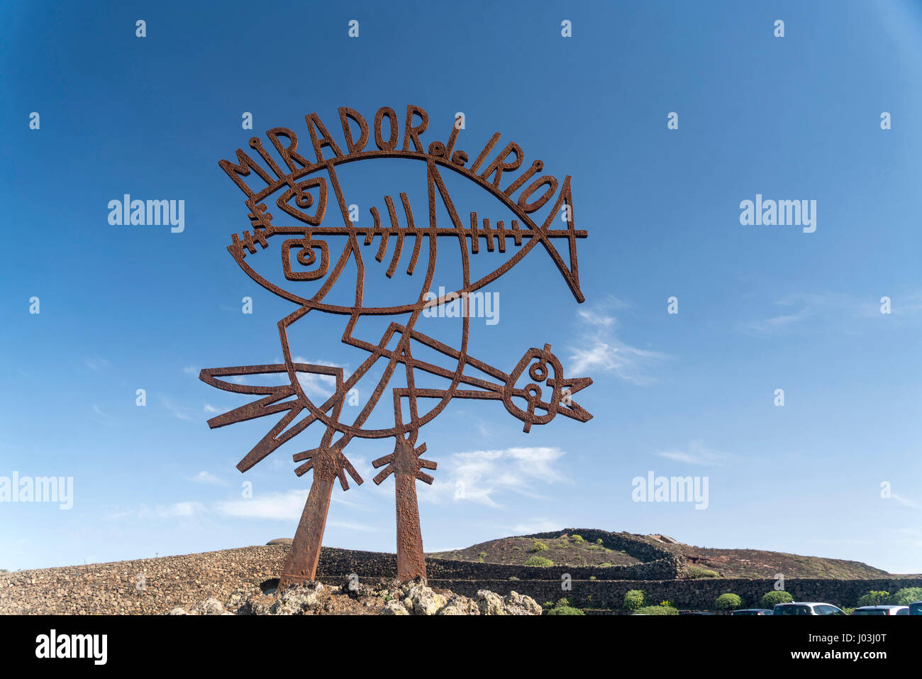 Sign Mirador Del Rio, sculpture by architect Cesar Manrique, landmark ...