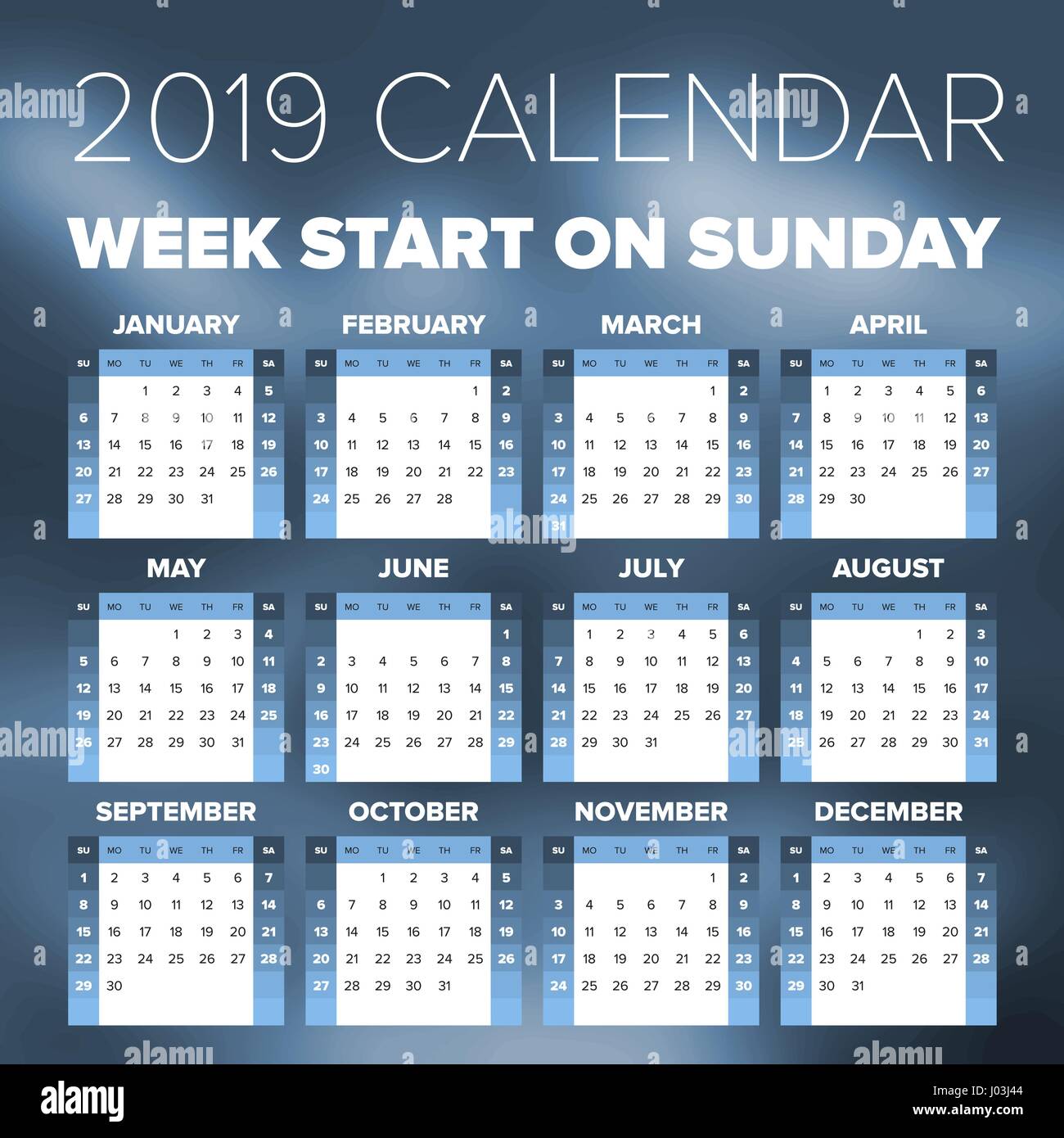 Simple 2019 year calendar Stock Vector Image & Art - Alamy