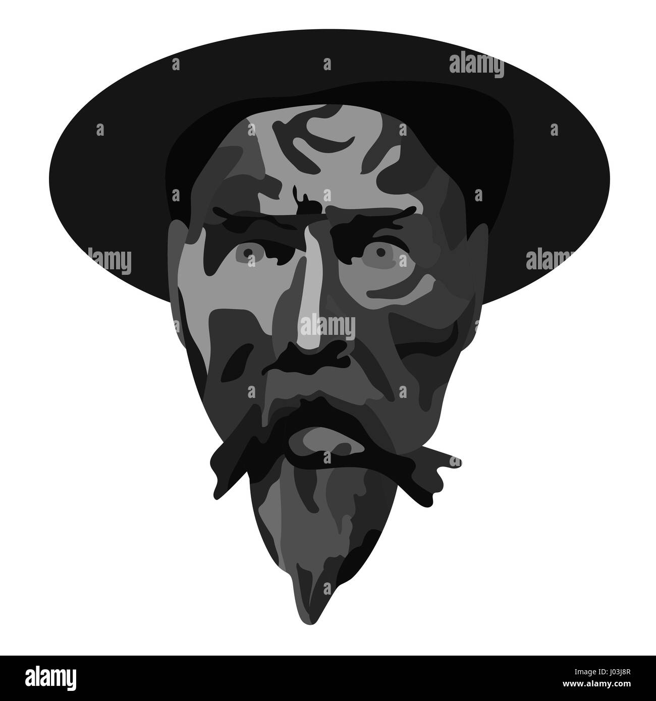 Halftone vector man portrait isolated on white background. Not real ...