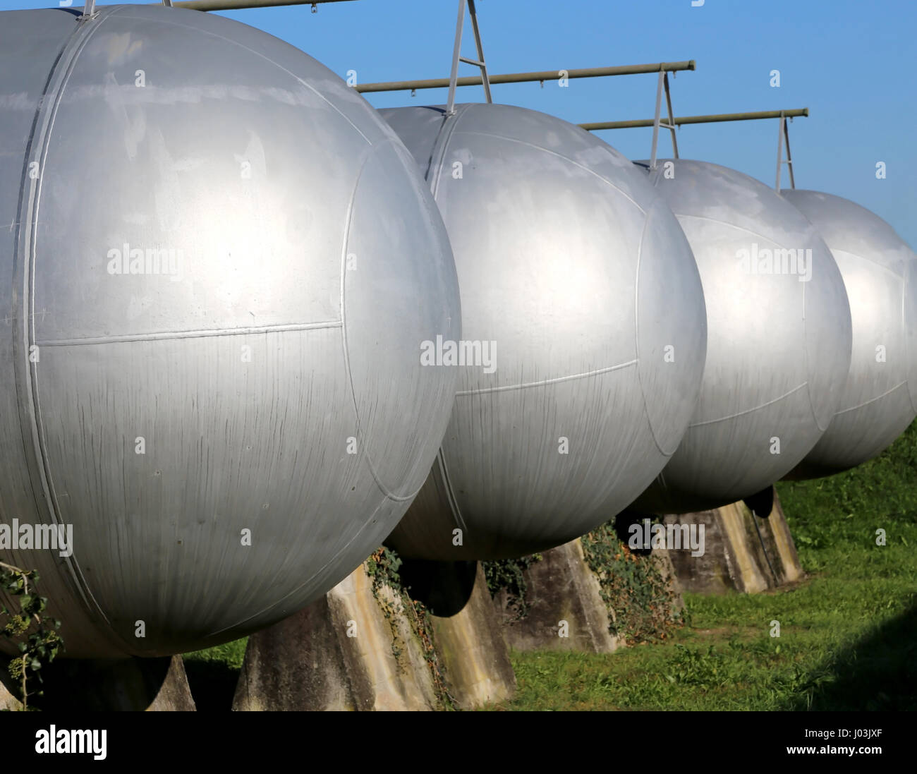 very large tanks of a methane gas storage for energy supply Stock Photo ...