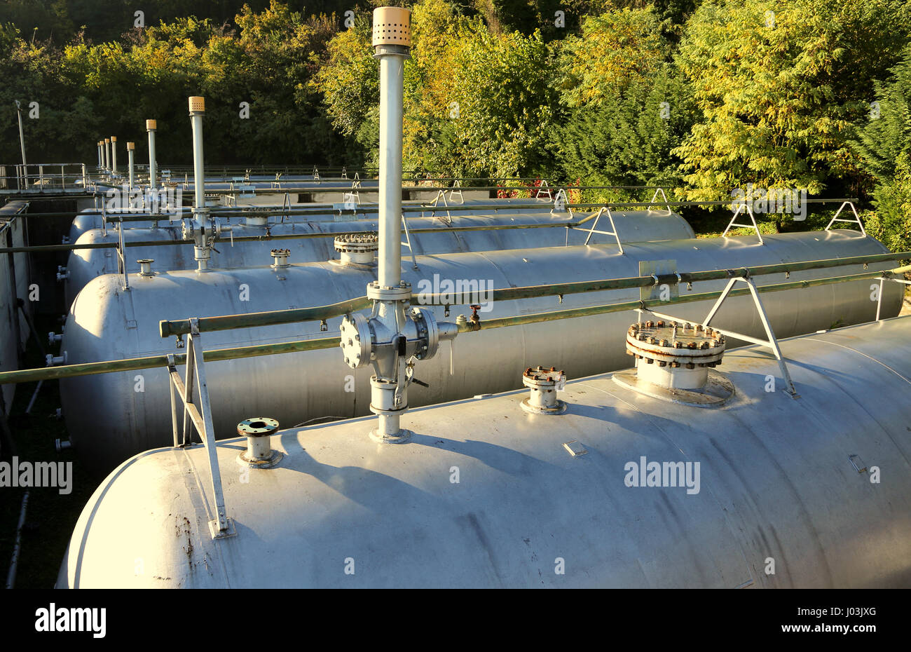 very large tanks of a methane gas storage for energy supply Stock Photo ...
