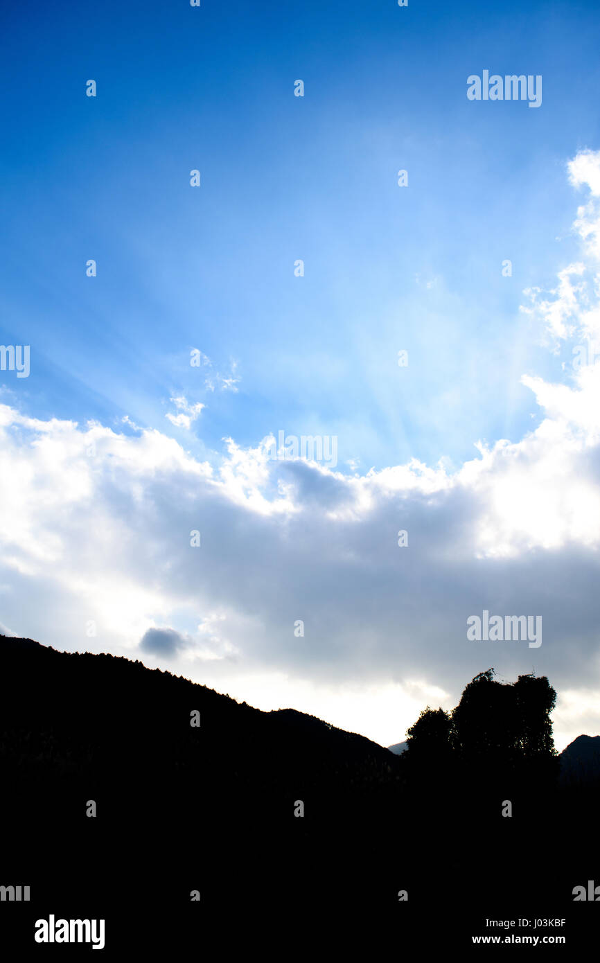 Blue sky and beam of light Stock Photo - Alamy