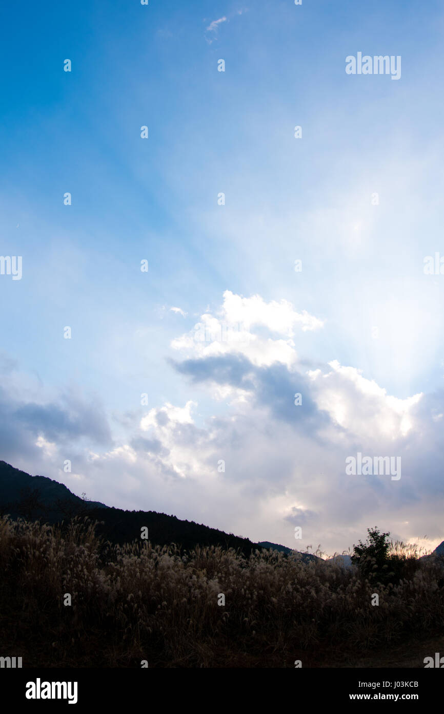 Blue sky and beam of light Stock Photo - Alamy