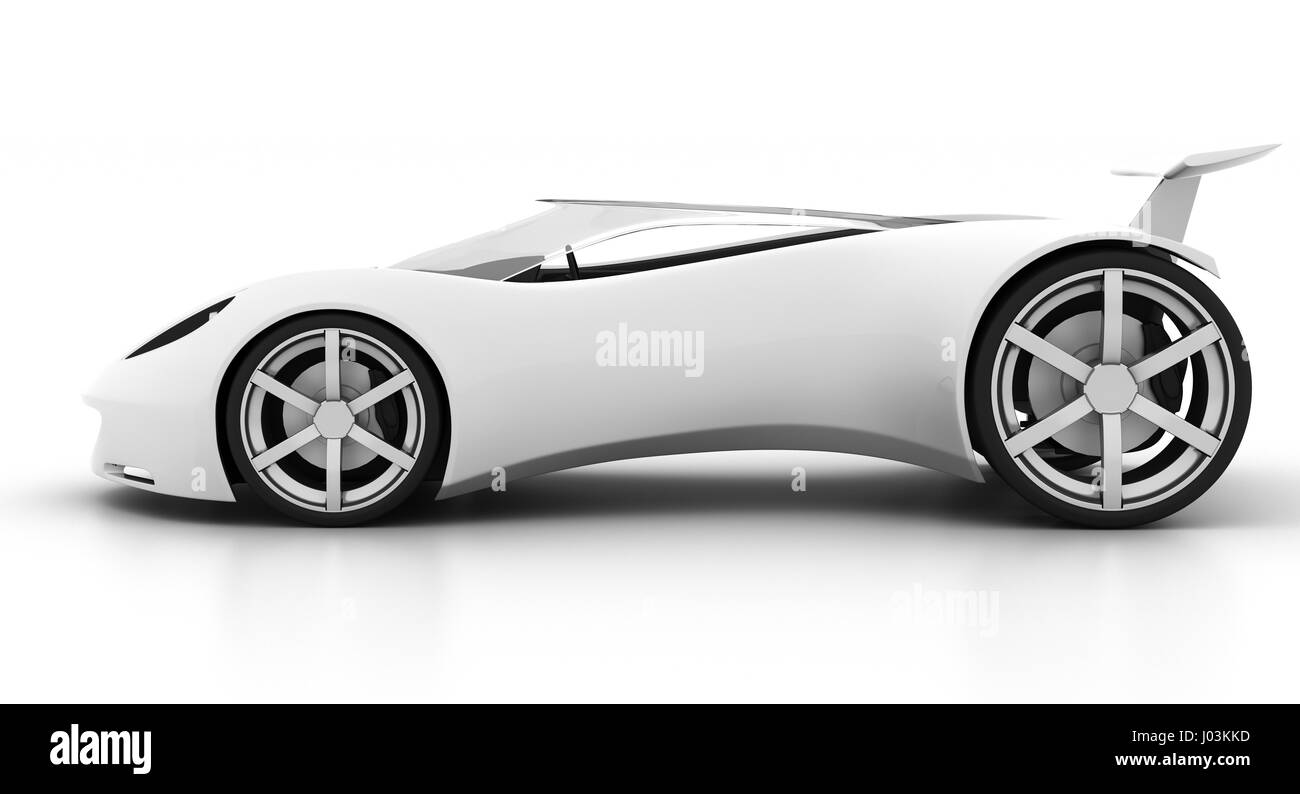 Side view white sports car Stock Photo - Alamy