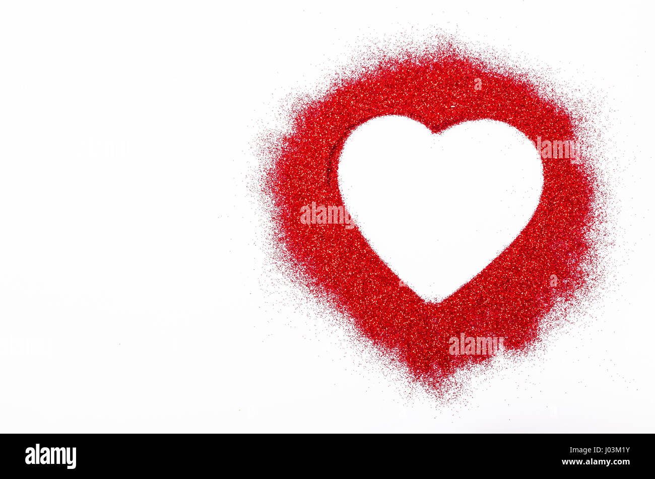 Glitter red heart with empty space for your text or message on white ...