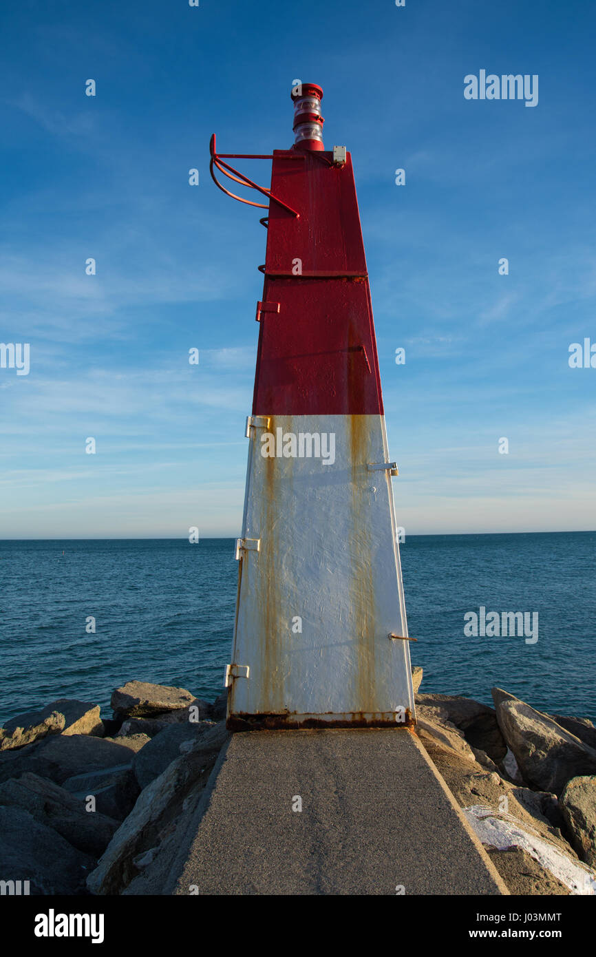 marine beacon in the bay of Roses, Costa Brava, Catalonia, Spain Stock ...