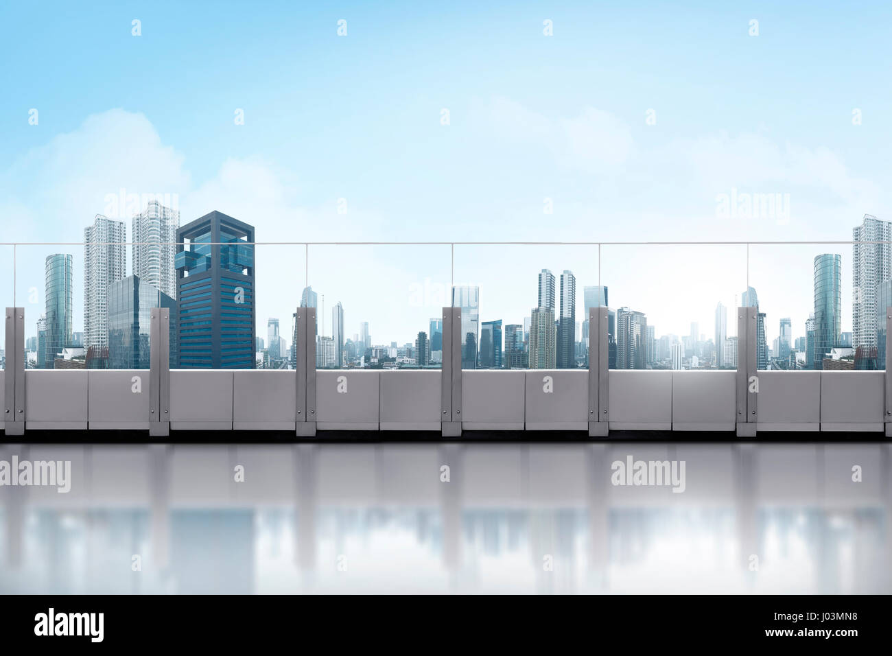 Rooftop balcony with skyscraper at sunny day Stock Photo - Alamy