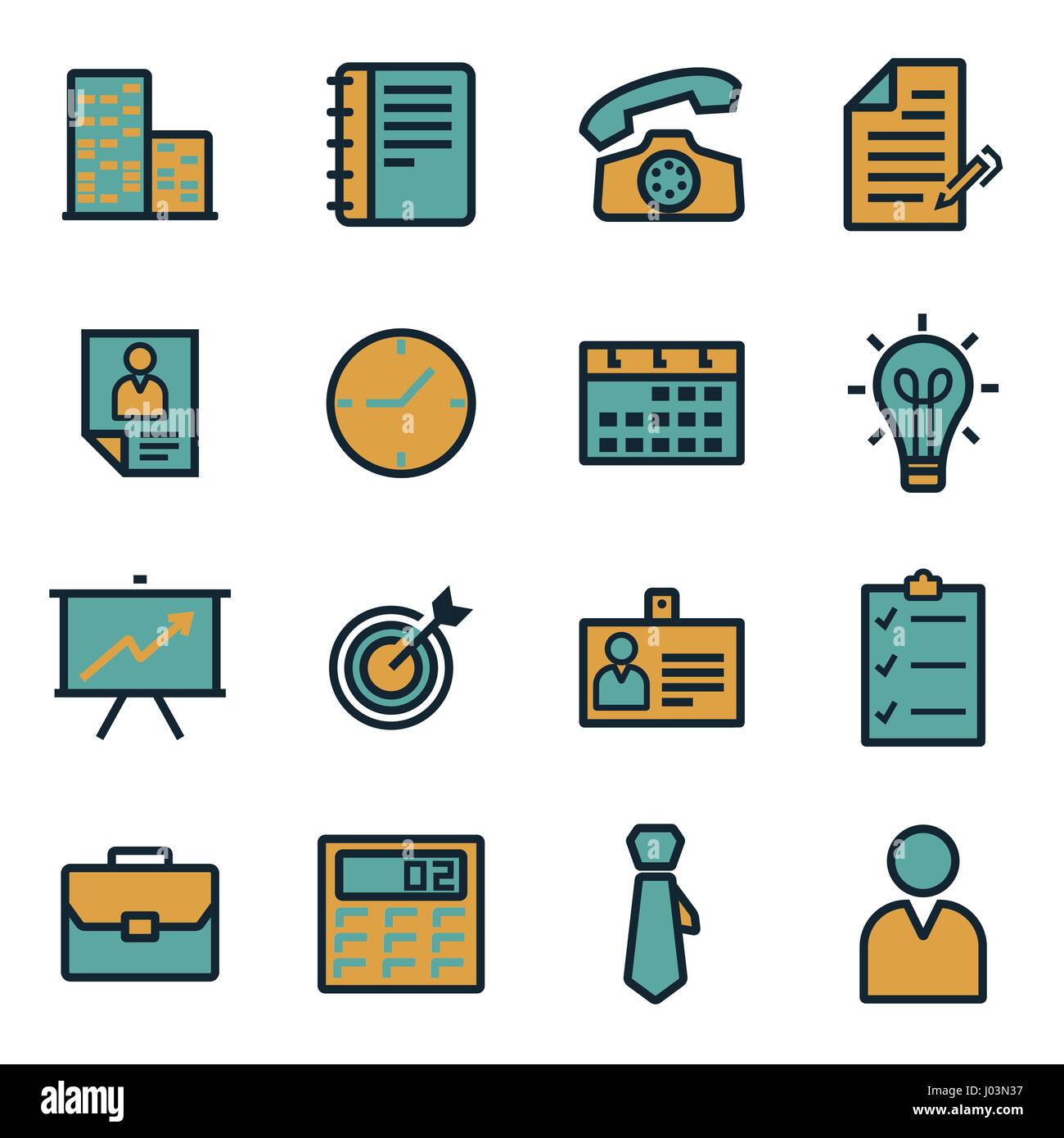 Vector flat business icons set on white background Stock Vector Image ...