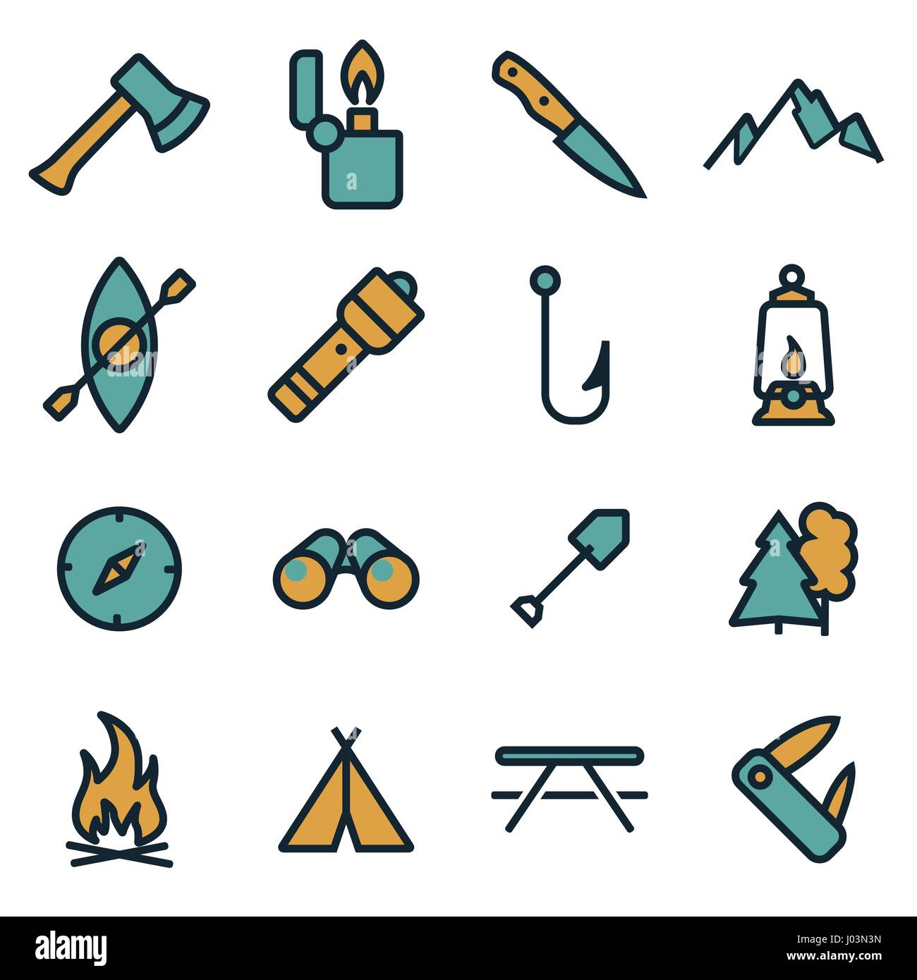 Camp fire icons on Cut Out Stock Images & Pictures - Alamy