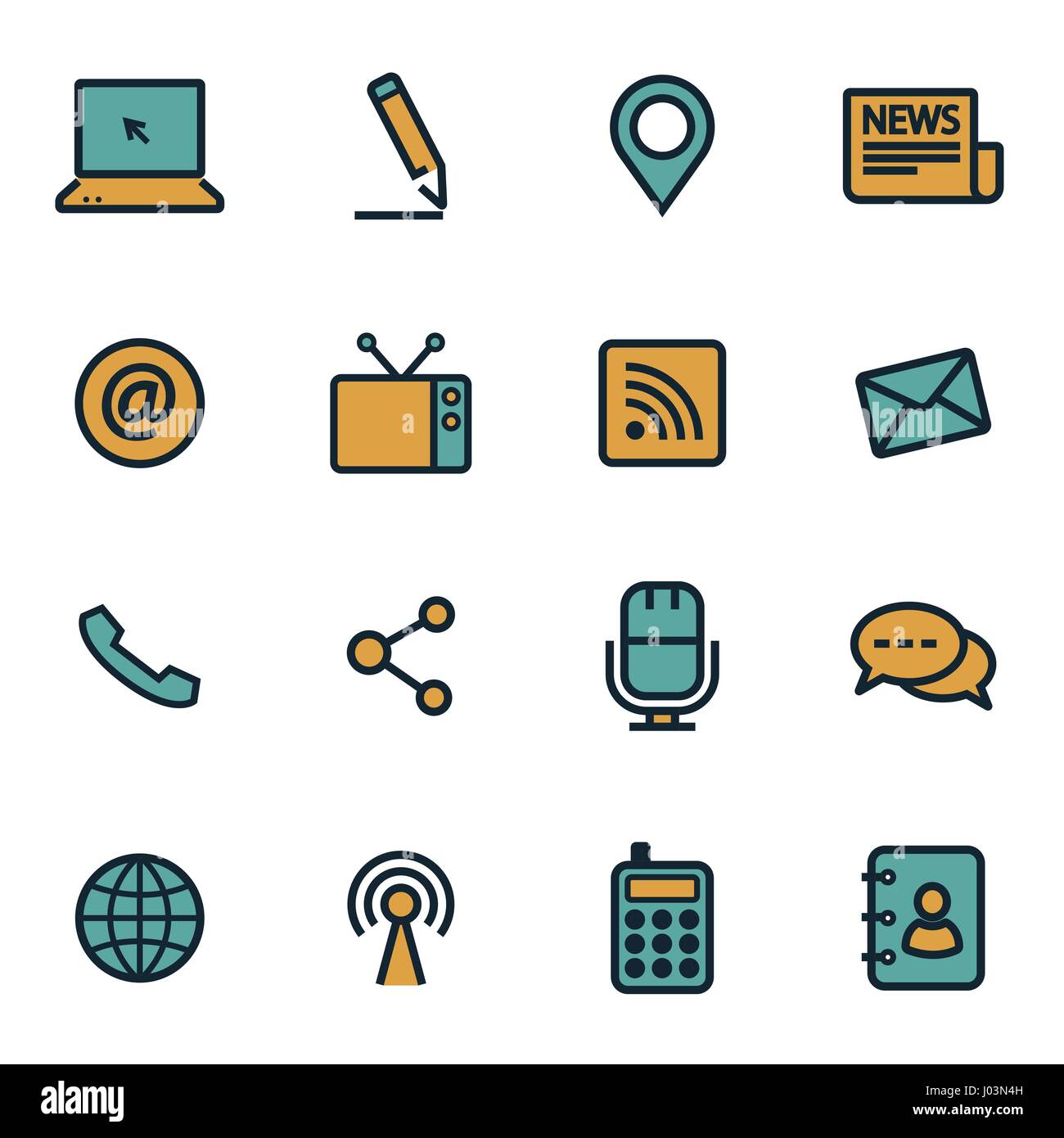 Vector flat communication icons set on white background Stock Vector ...