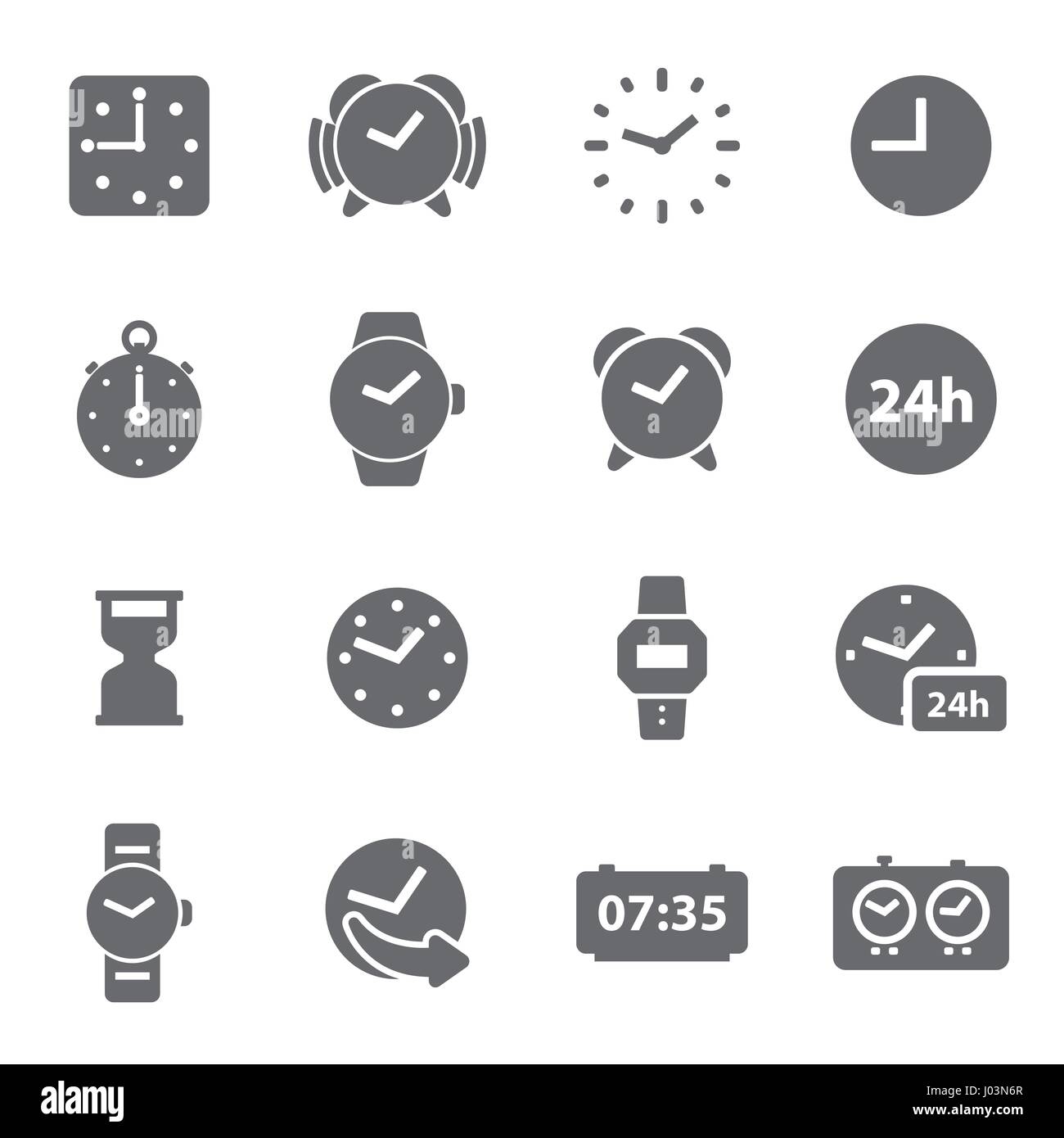 Vector black time icons set on white background Stock Vector Image ...