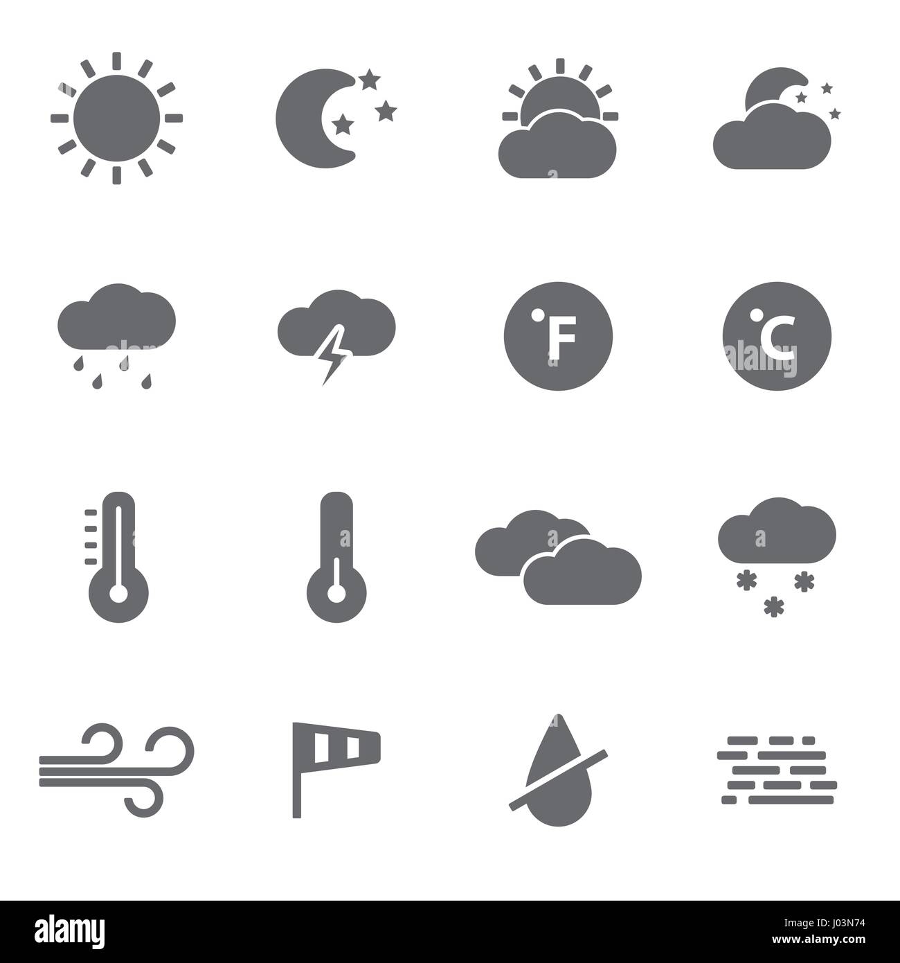 Vector black weather icons set on white background Stock Vector Image ...