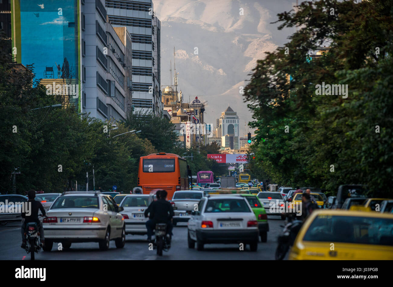 Traffic in Tehran city, capital of Iran and Tehran Province Stock Photo ...