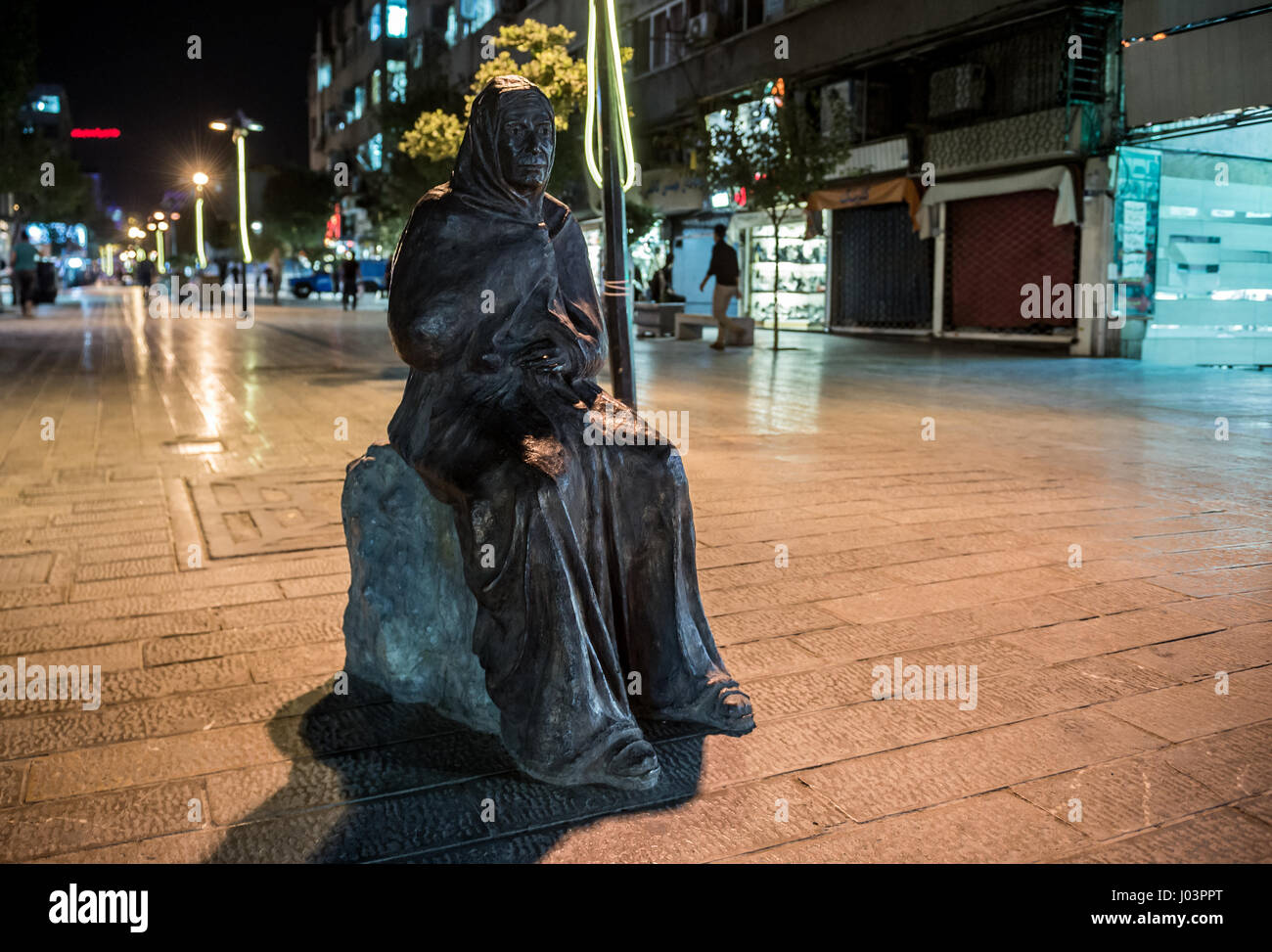 Statue on a pedestrian street in Tehran city, capital of Iran and ...