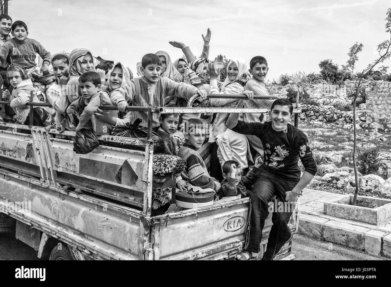 Children ride in back truck hi-res stock photography and images - Alamy