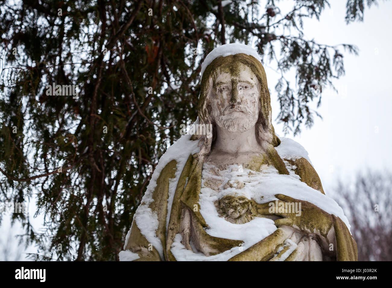 Statue of Jesus Christ at Rasu cemetery in Vilnius, Lithuania Stock ...
