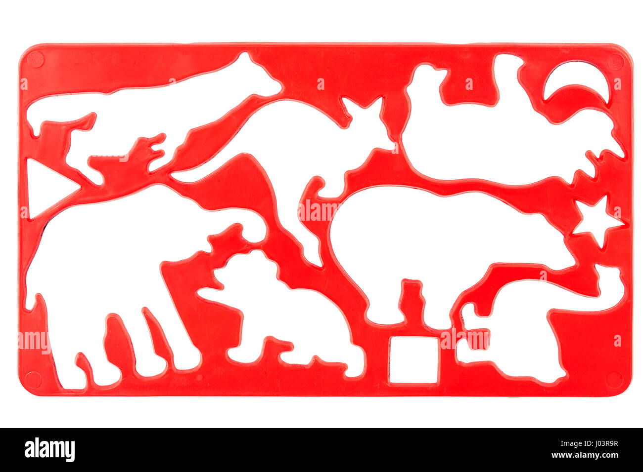 Old red plastic stencil isolated on white Stock Photo - Alamy