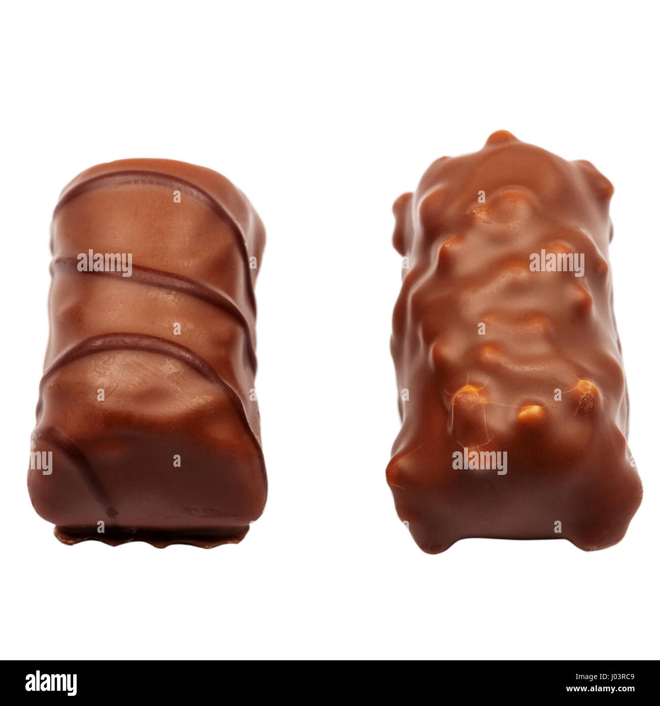 Two chocolate candies isolated on white background Stock Photo - Alamy
