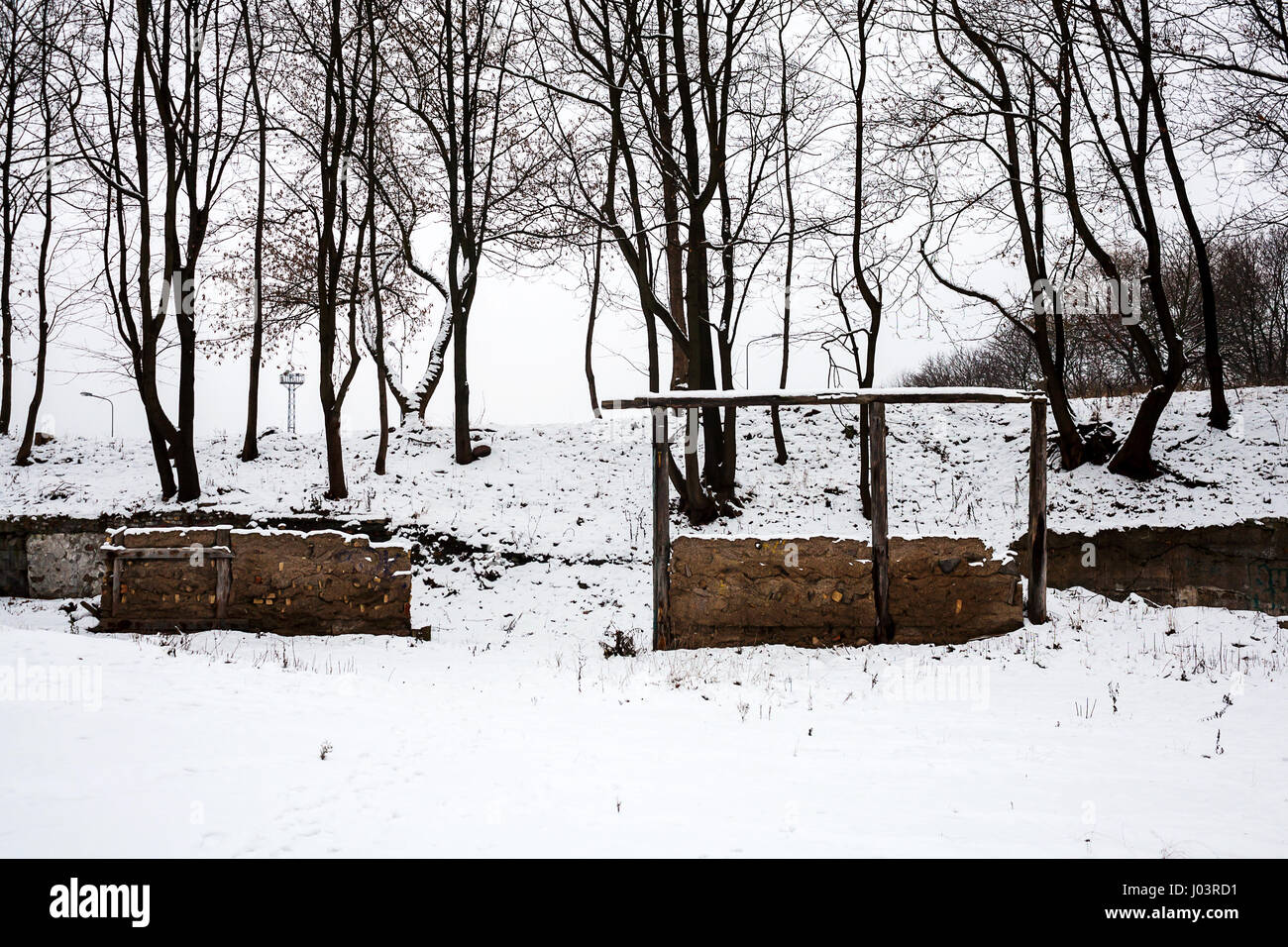 Some remains of an old building in winter Stock Photo - Alamy