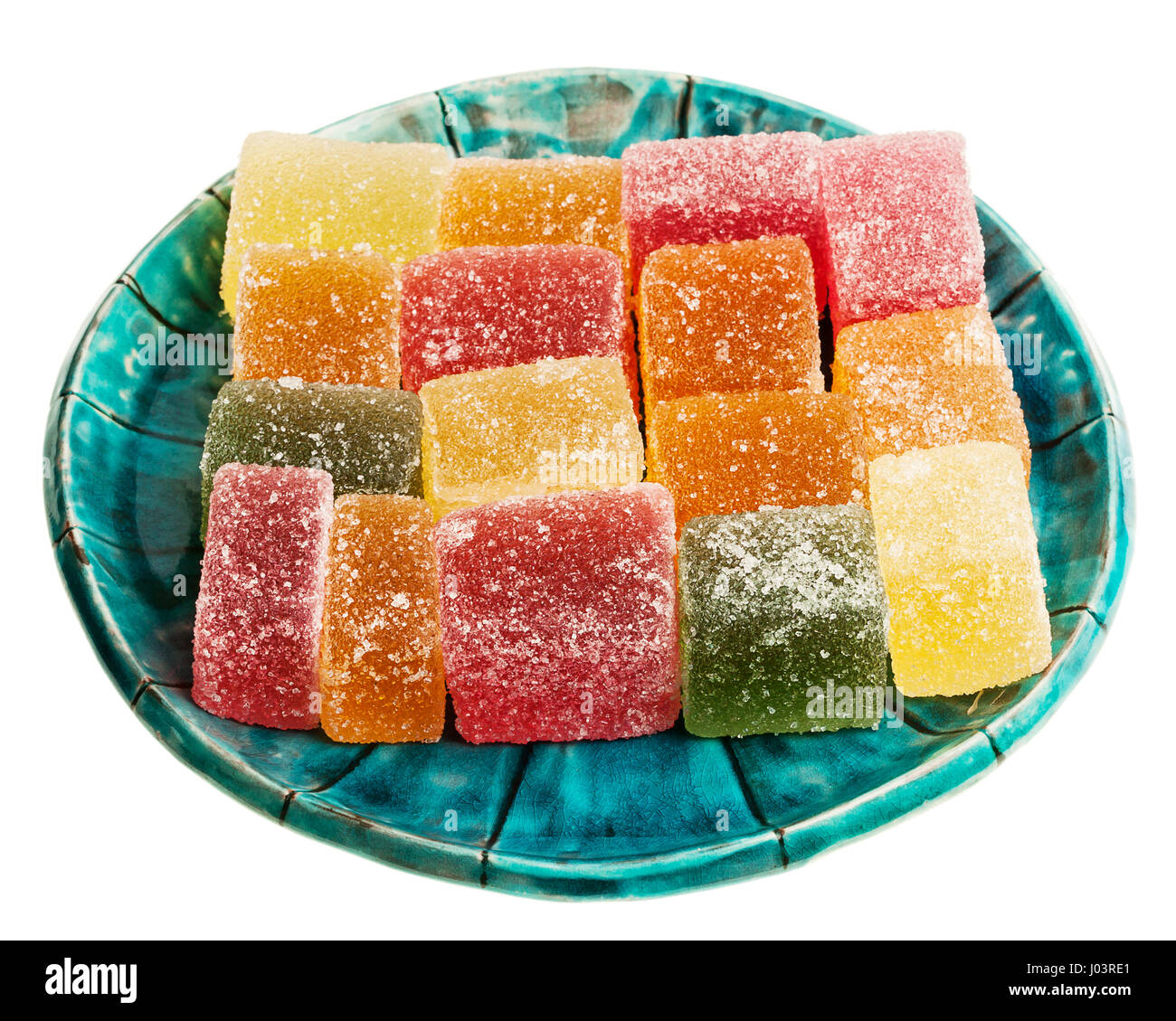 Plate of colorful jelly candies isolated on white background Stock ...