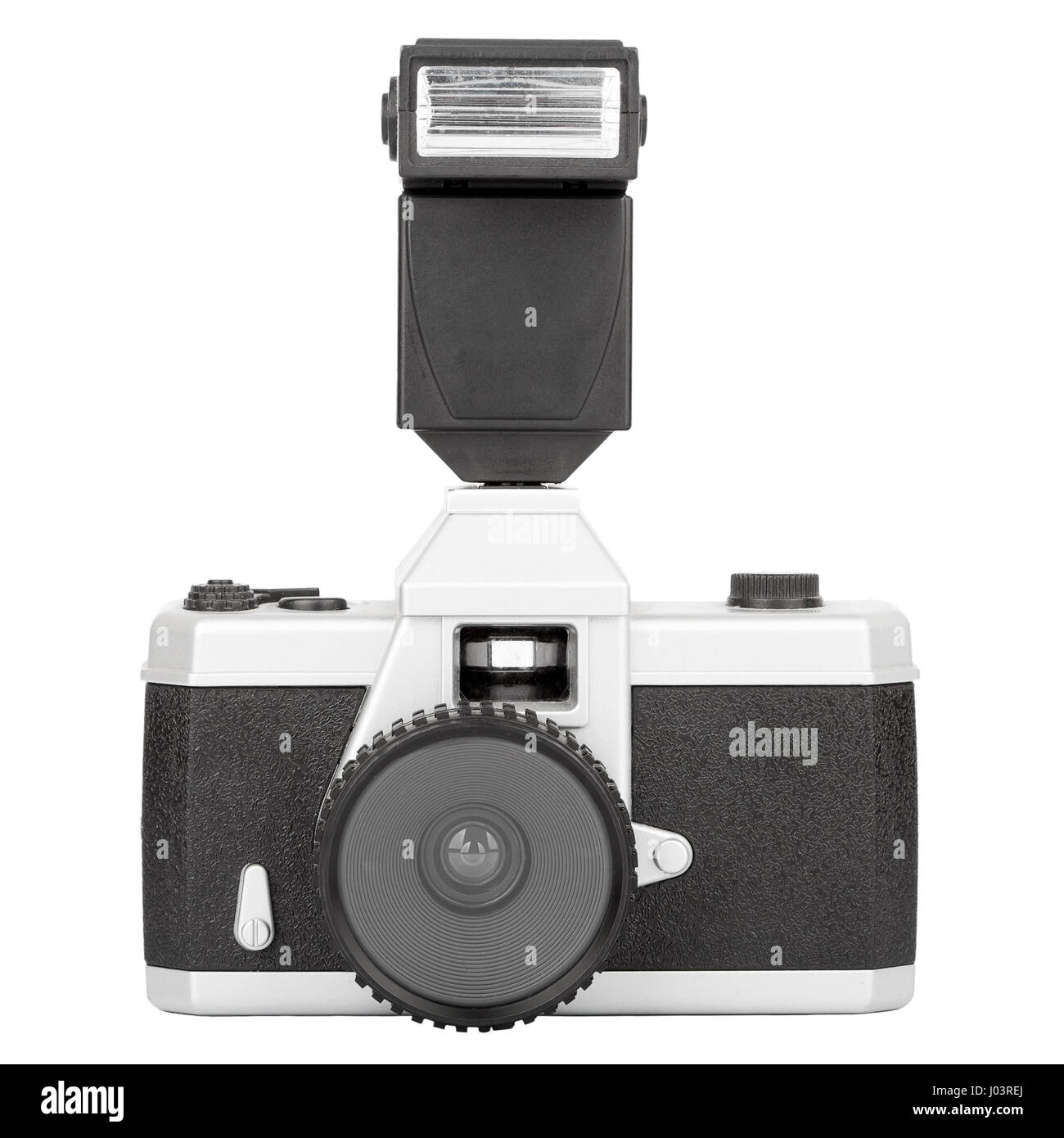 Plastic toy camera with flash isolated on white Stock Photo - Alamy