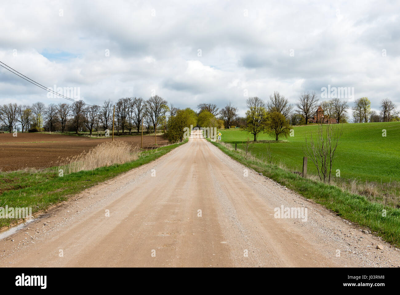 empty country road in spring with perspective and shadows Stock Photo ...