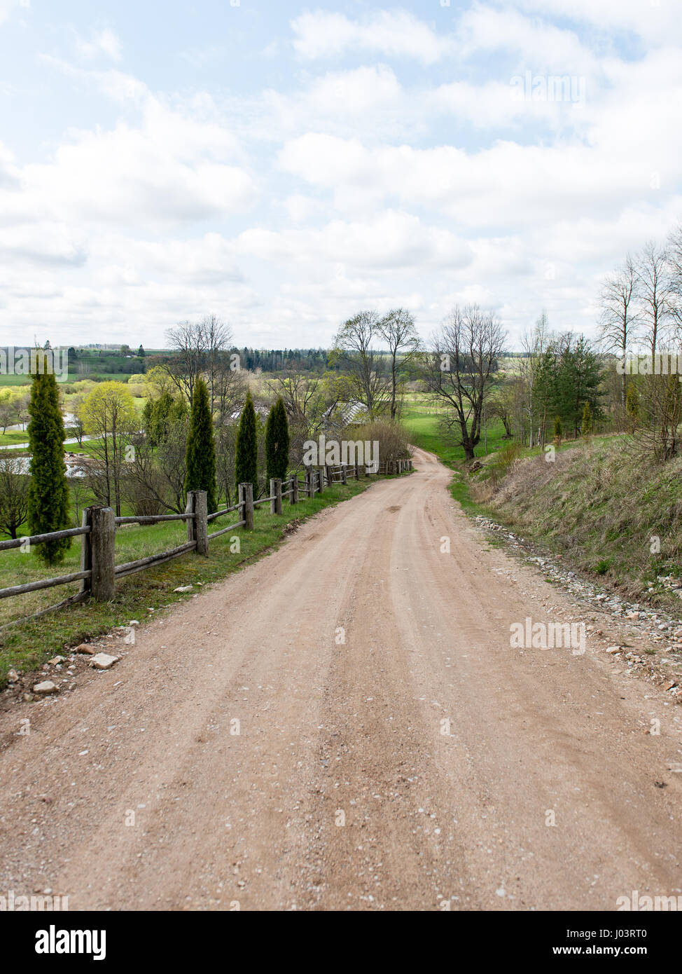 empty country road in spring with perspective and shadows Stock Photo ...