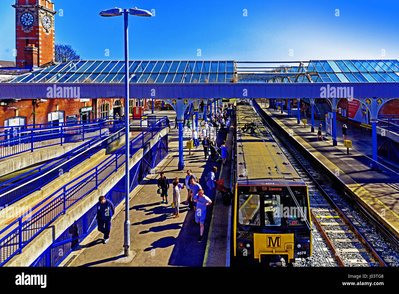 Whitley Bay Metro station and clock Stock Photo - Alamy