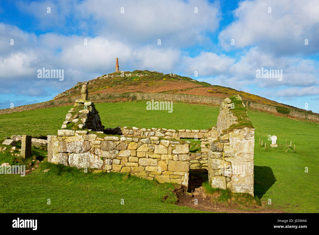 The ruins of St Helen's Oratory, a tiny chapel at Cape Cornwall ...