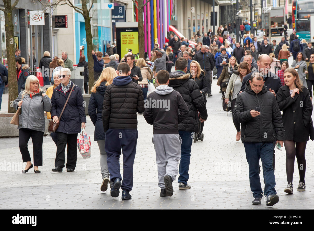 busy city centre shopping area Liverpool UK Stock Photo - Alamy