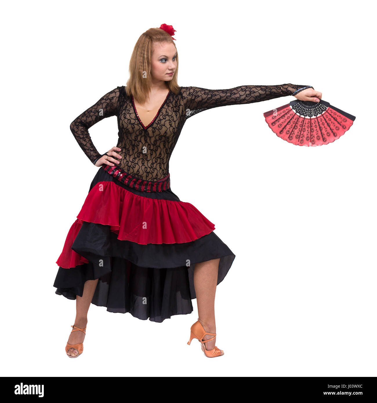 young woman dancing, isolated in full body on white Stock Photo - Alamy