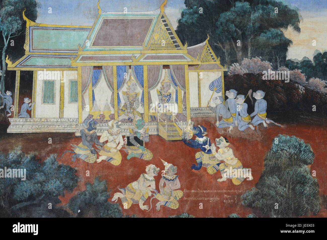 Details from beautiful frescoes of Reamker in the gallery of the Royal ...