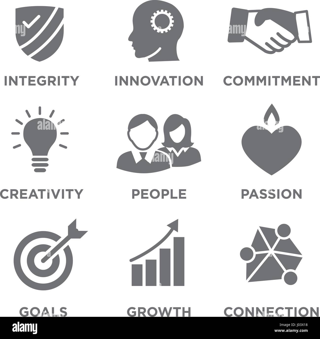 Company Core Values Solid Icons for Websites or Infographics Stock ...