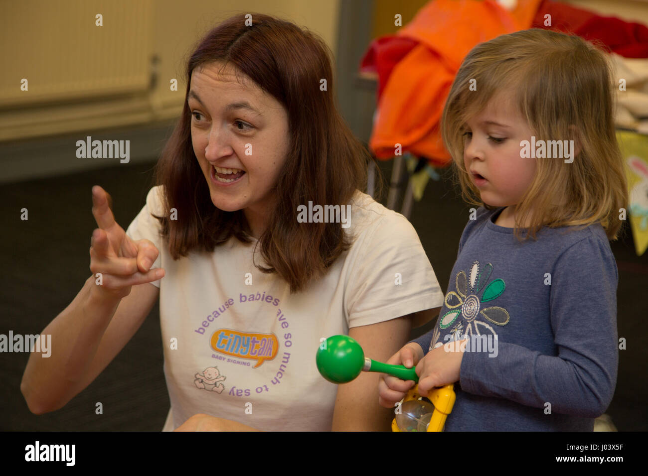 Baby & Toddler sign language class Stock Photo - Alamy