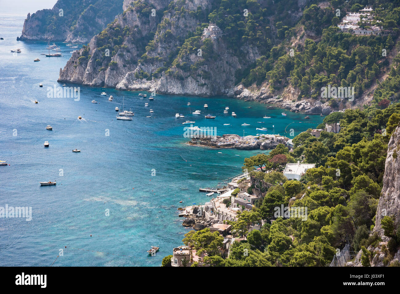 View of Marina Piccola on southern coast of Capri Island, Campania ...