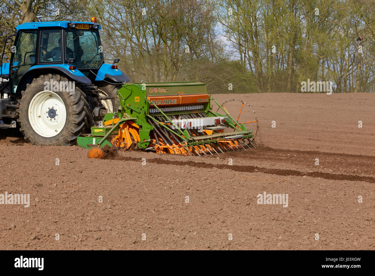 Seed Drill Sowing Spring Barley UK Stock Photo - Alamy