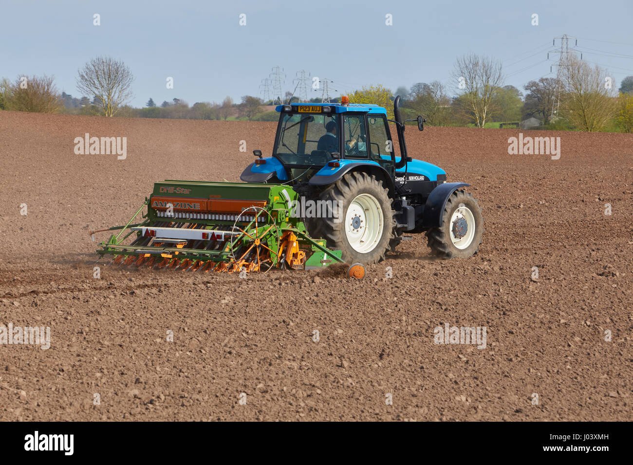 Seed Drill Sowing Spring Barley UK Stock Photo - Alamy