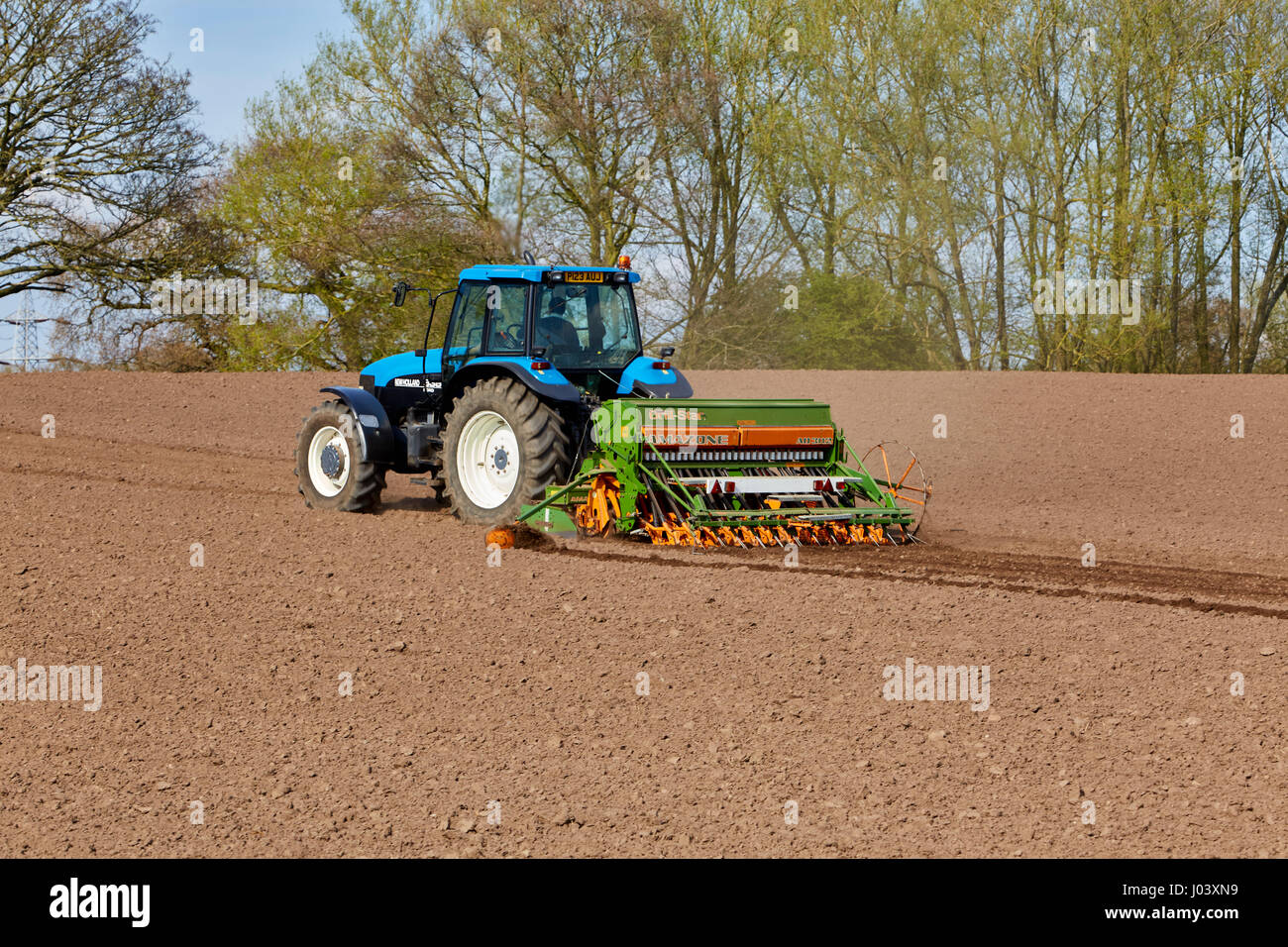 Seed Drill Sowing Spring Barley UK Stock Photo - Alamy